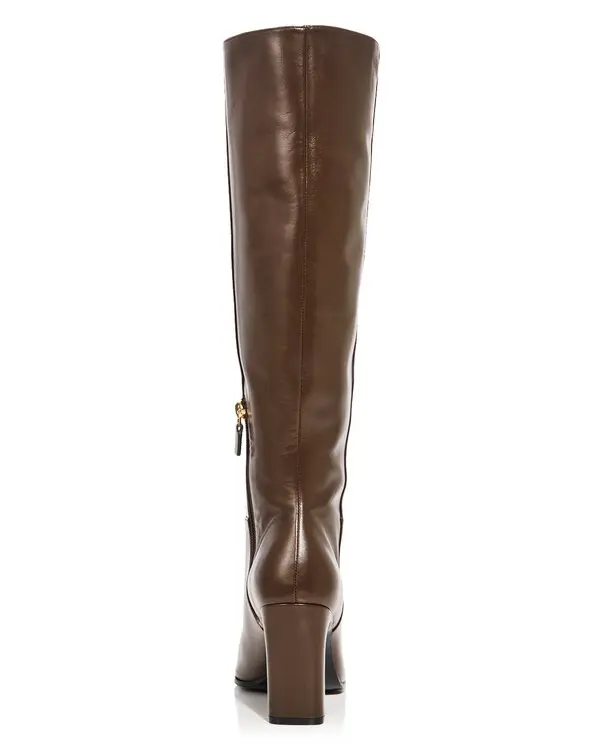 STUART WEITZMAN Stassi Leather Knee High Boots - Walnut