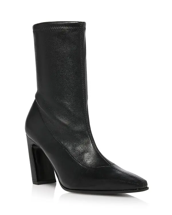 STUART WEITZMAN Stassi Stretch Leather Ankle Boots - Black