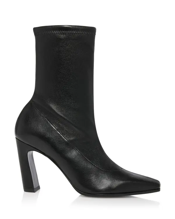 STUART WEITZMAN Stassi Stretch Leather Ankle Boots - Black