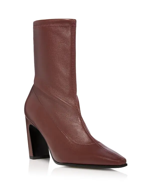 STUART WEITZMAN Stassi Stretch Leather Ankle Boots - Dark Oak