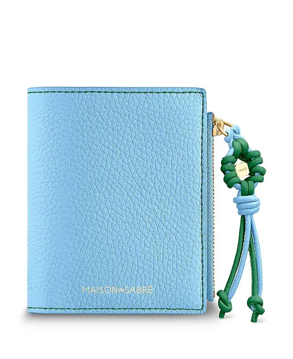 MAISON DE SABRE Bloom Collection Small Leather Bifold Wallet - Sky Emerald