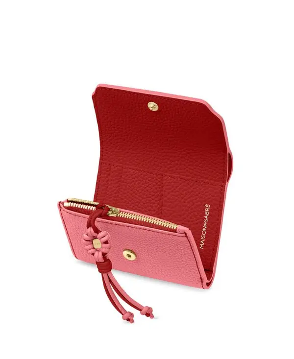 MAISON DE SABRE Bloom Collection Leather Trifold Wallet - Candy Brick