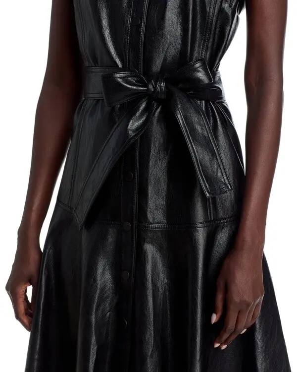 Kobi Halperin Faux Leather Sleeveless Belted Dress