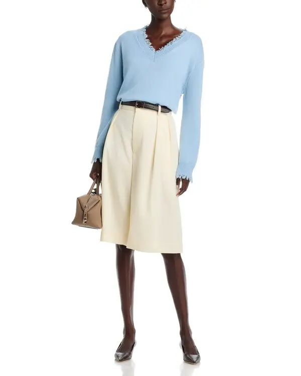 Kobi Halperin Dora Fringe Trim V-neck Sweater - Frost
