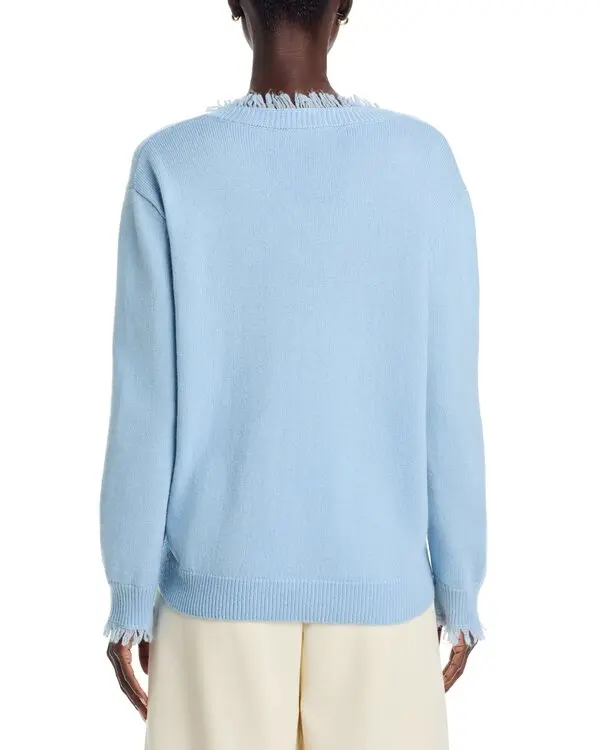 Kobi Halperin Dora Fringe Trim V-neck Sweater - Frost