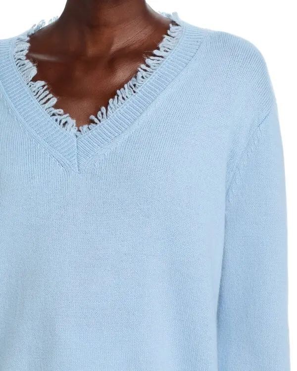 Kobi Halperin Dora Fringe Trim V-neck Sweater - Frost