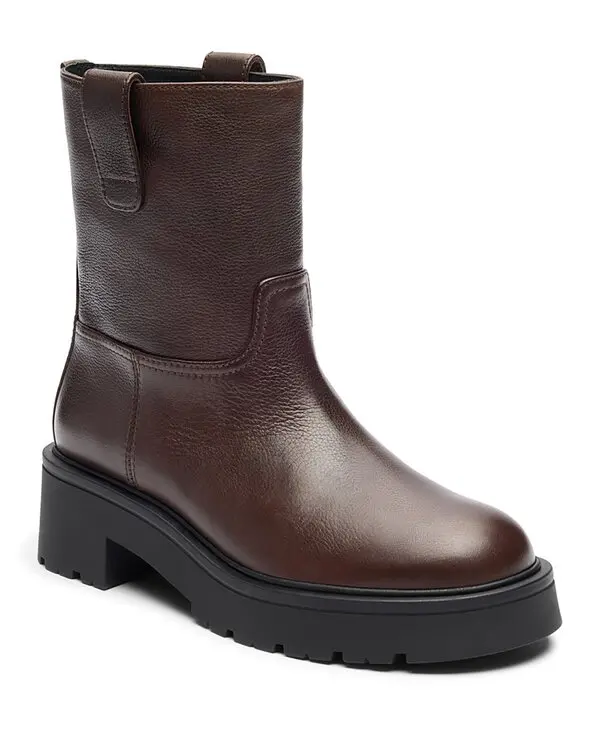 STUART WEITZMAN Ren Leather Ankle Boots - Walnut Leather