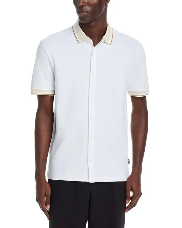 BOSS Puno Casual Cotton Button Down Shirt - White