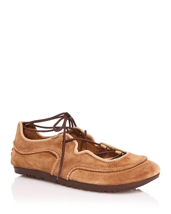 UGG Quill Shearling Lined Ballet Sneakers - Chestnut/sand
