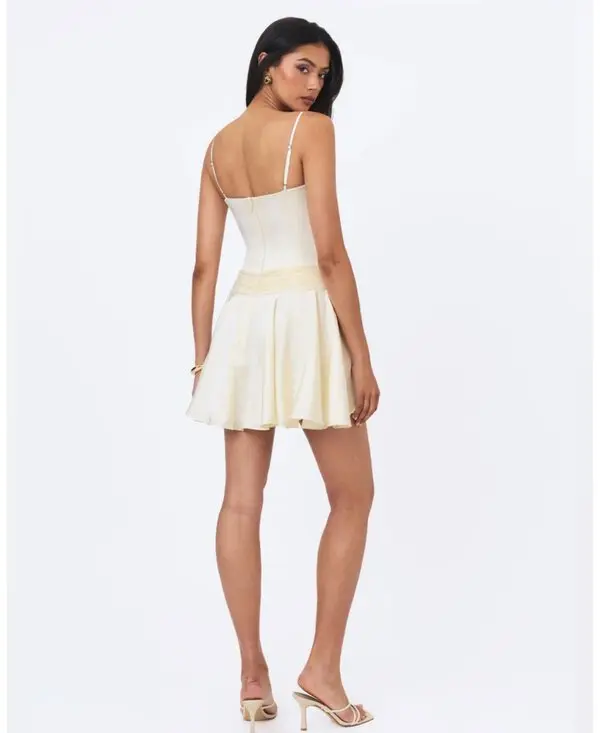MISS CIRCLE NEW YORK Yvonne Satin Asymmetrical Ruched Mini Dress