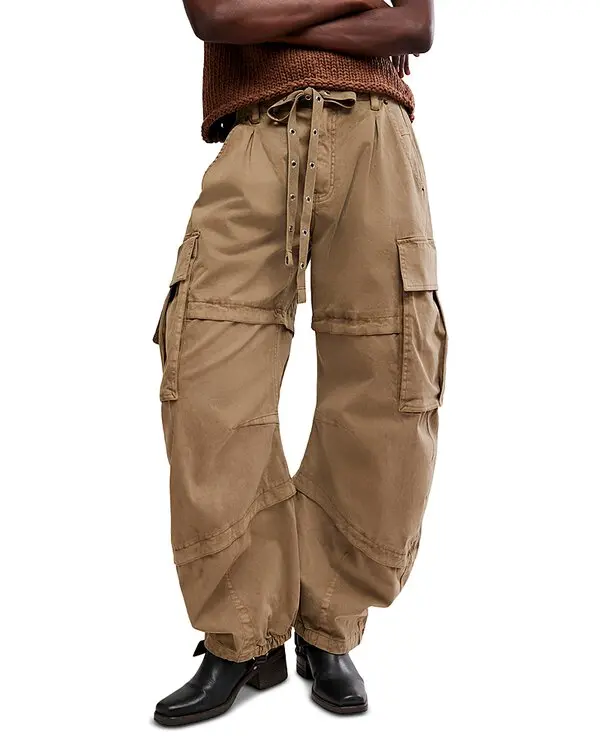 Free People Reef Curved Cargo Twill Pants - Aloe