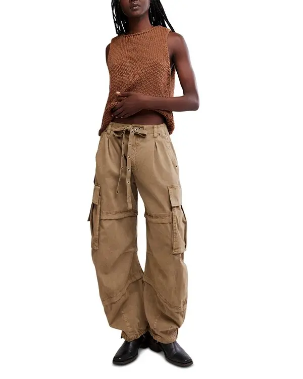 Free People Reef Curved Cargo Twill Pants - Aloe