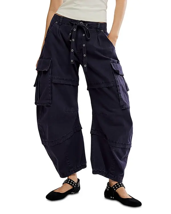 Free People Reef Curved Cargo Twill Pants - Black