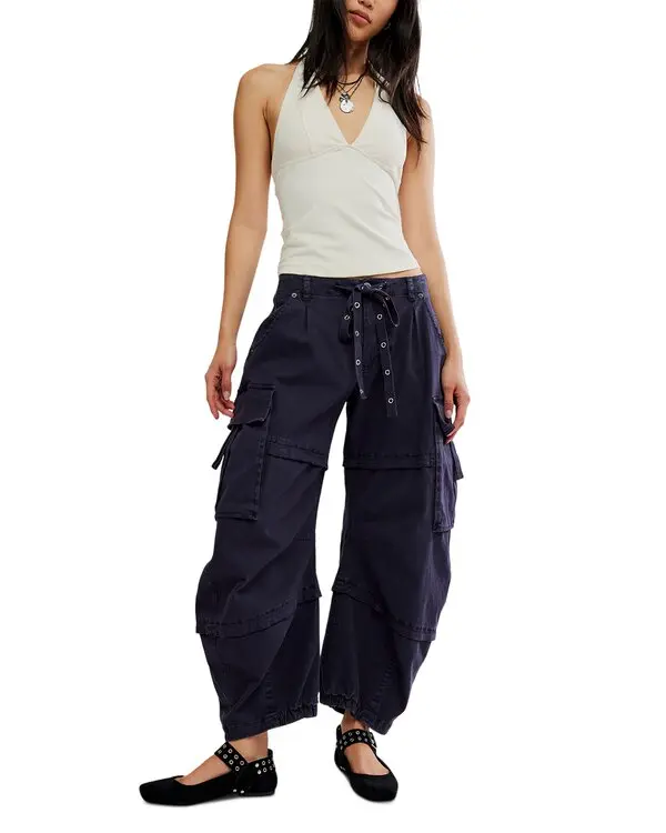 Free People Reef Curved Cargo Twill Pants - Black