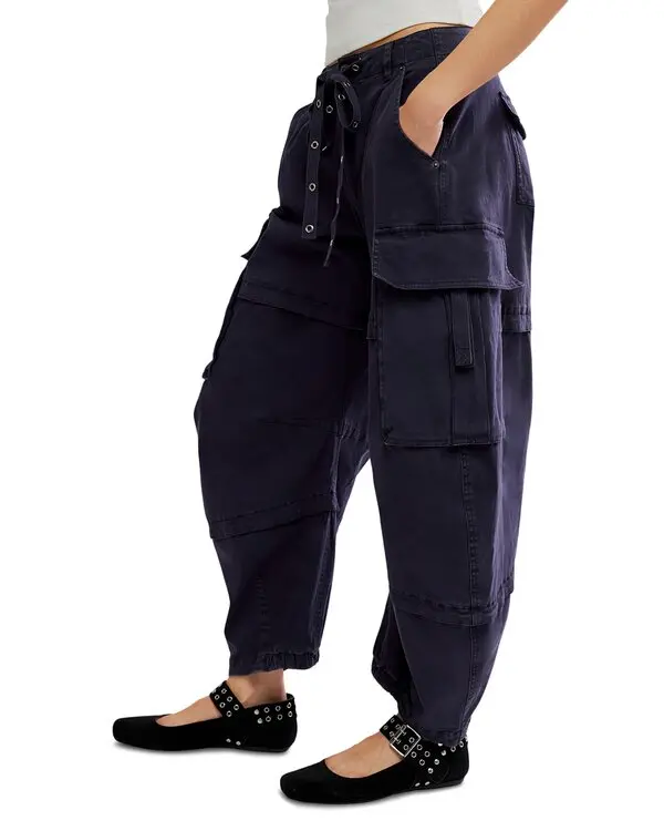 Free People Reef Curved Cargo Twill Pants - Black