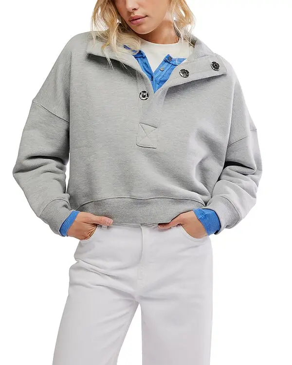 Free People Timeless Cotton Pullover - Heather Grey