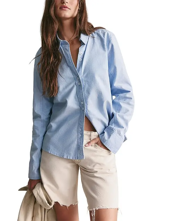 Free People Benny Slim Cotton Oxford Shirt