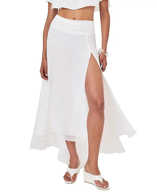 MISS CIRCLE NEW YORK Yanna Chiffon High-low Maxi Skirt - White