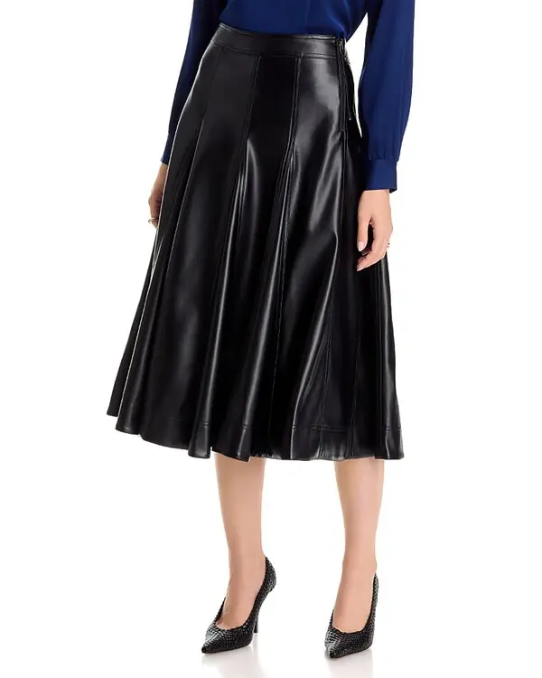 Elie Tahari Mireille Faux Leather Skirt - Noir
