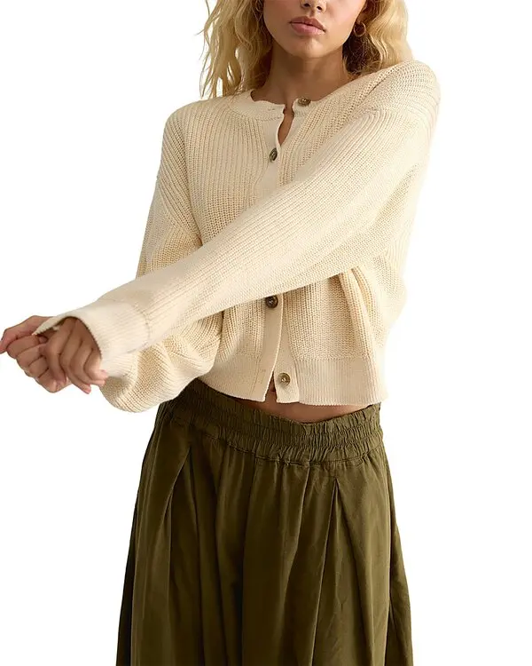 Free People Vienna Cotton Cropped Cardigan - Vanilla