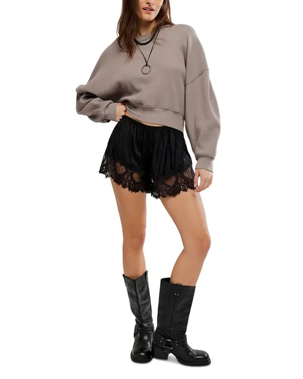 Free People Skyline Thermal Long Sleeve Tee - Petrified