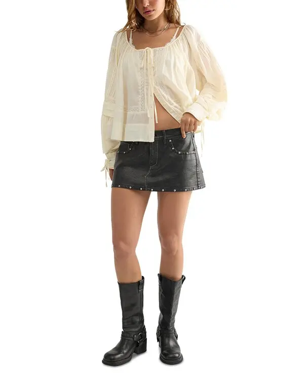 Free People Lainey Studded Faux Leather Mini Skirt