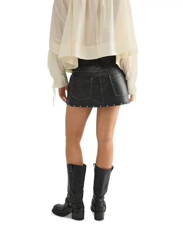 Free People Lainey Studded Faux Leather Mini Skirt