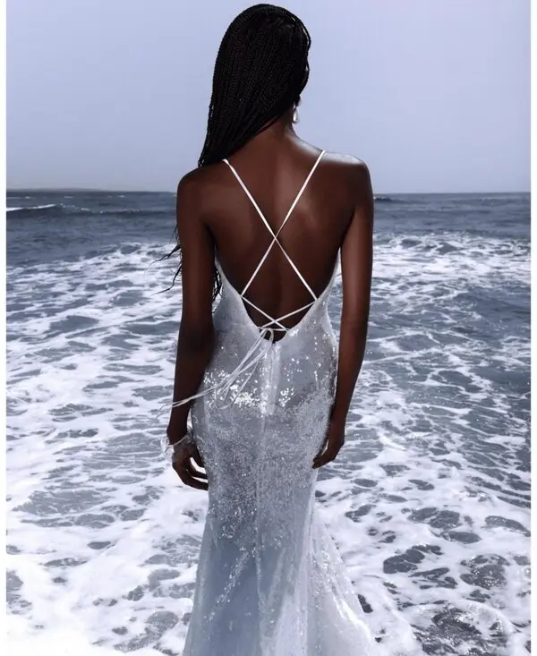 MISS CIRCLE NEW YORK Cameron Sequin Scoop Neck Mermaid Maxi Dress