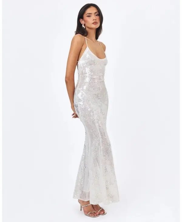 MISS CIRCLE NEW YORK Cameron Sequin Scoop Neck Mermaid Maxi Dress