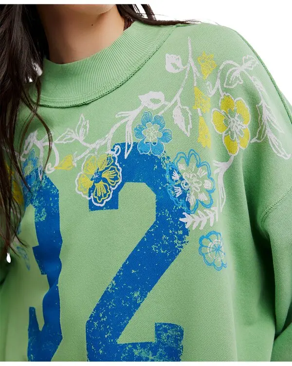 Free People Palm Spring Turtle Graphic Crewneck Sweatshirt