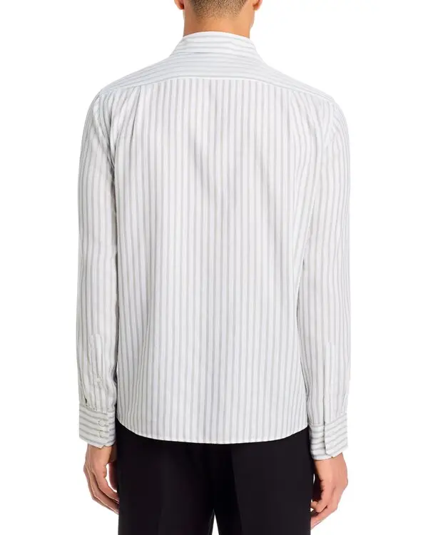 BOSS Rob Spread Collar Stripe Cotton Shirt - Beige
