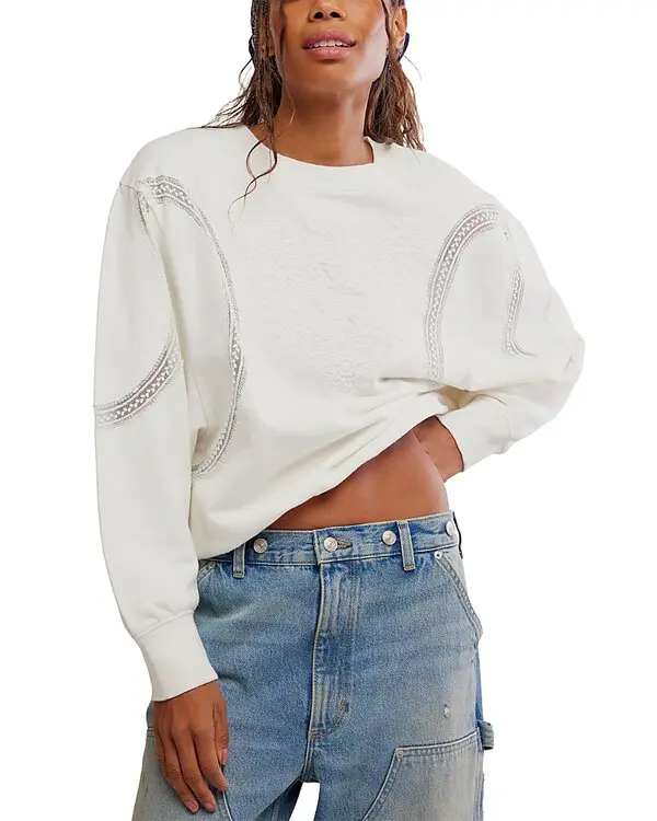 Free People Love Lace Crewneck Sweater
