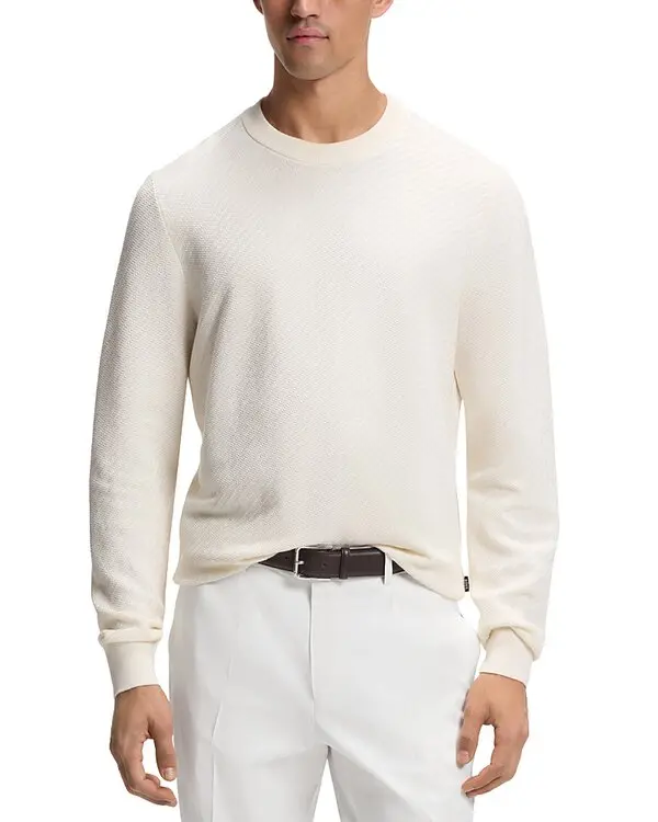 BOSS H-lofranco Cotton Crewneck Sweater - Open White