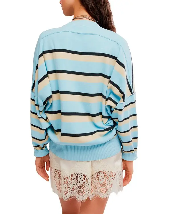 Free People Striped Alma Pullover Sweatshirt