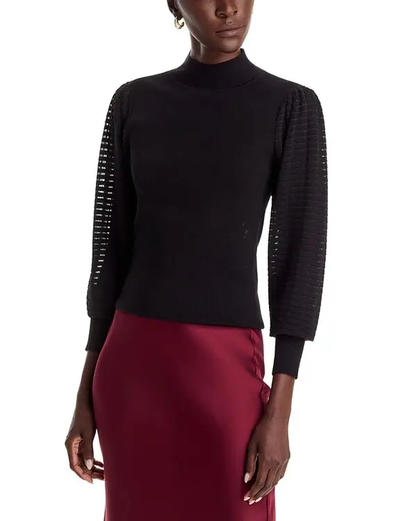 T Tahari Sheer Stitch Mock Neck Sweater