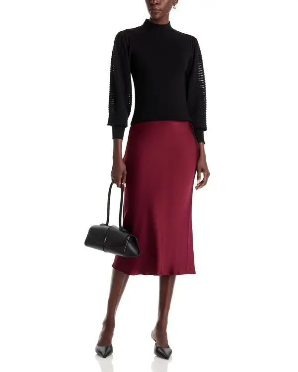 T Tahari Sheer Stitch Mock Neck Sweater