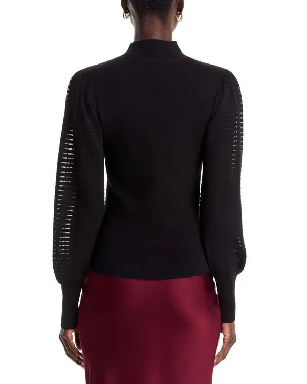 T Tahari Sheer Stitch Mock Neck Sweater