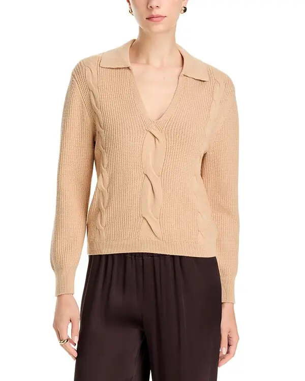Elie Tahari The Marjorie V Neck Cable Knit Sweater