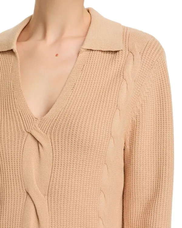 Elie Tahari The Marjorie V Neck Cable Knit Sweater
