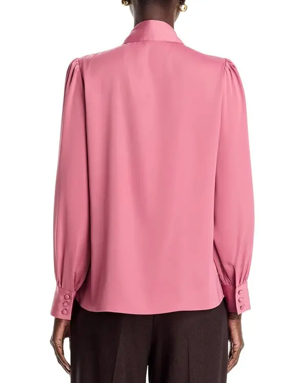 T Tahari Tie Neck Blouse - Rambling Rose