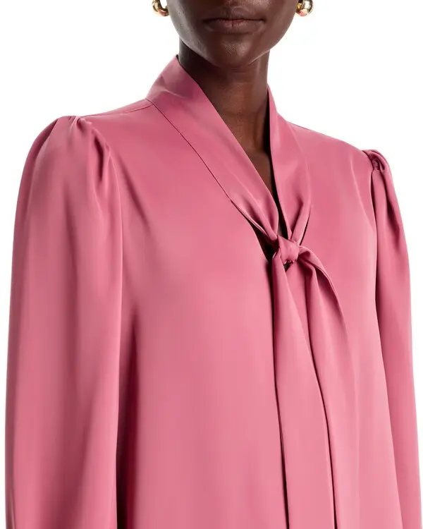 T Tahari Tie Neck Blouse - Rambling Rose