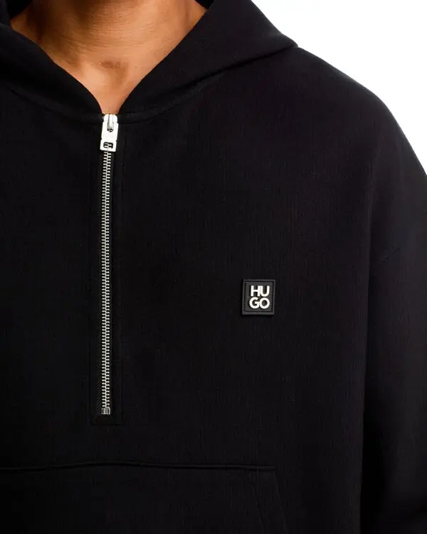 Hugo Dabinhood Cotton Blend Half Zip Hoodie - Black