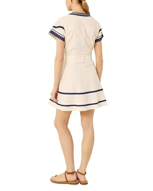 MARIE OLIVER Sable Cotton Linen Belted Dress