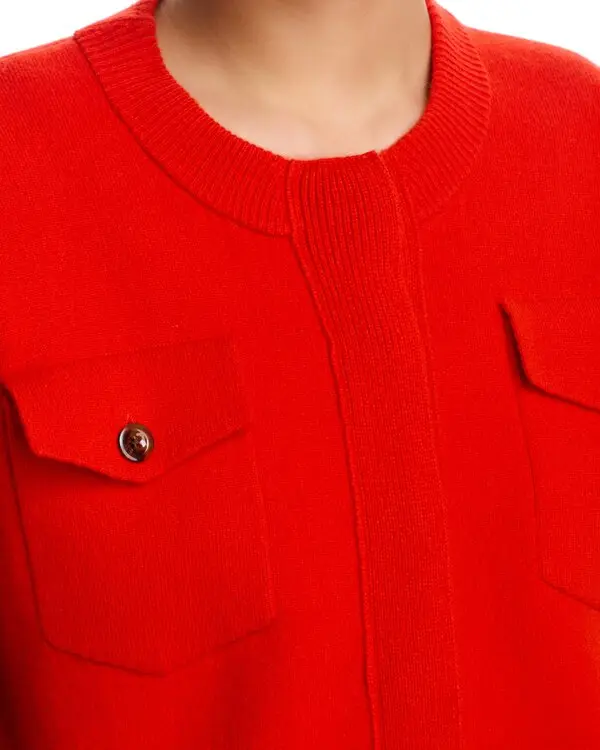 Vince Wool-blend Patch Pocket Cardigan Sweater - Crimson