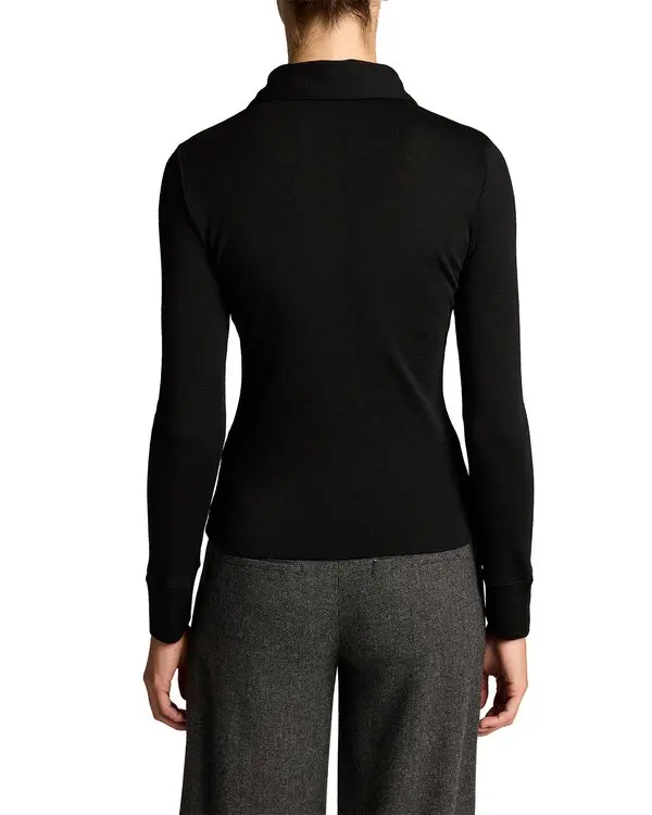 Vince Collared Button Front Long Sleeve Top