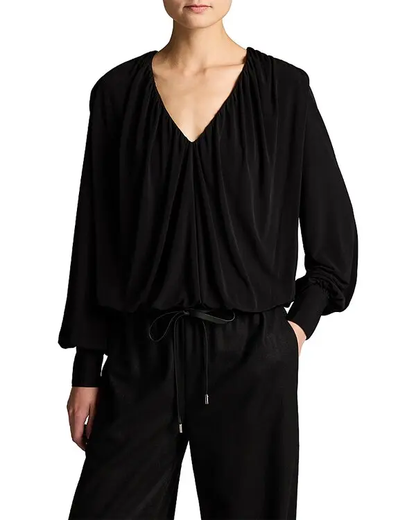 Vince Long Sleeve V Neck Bubble Top