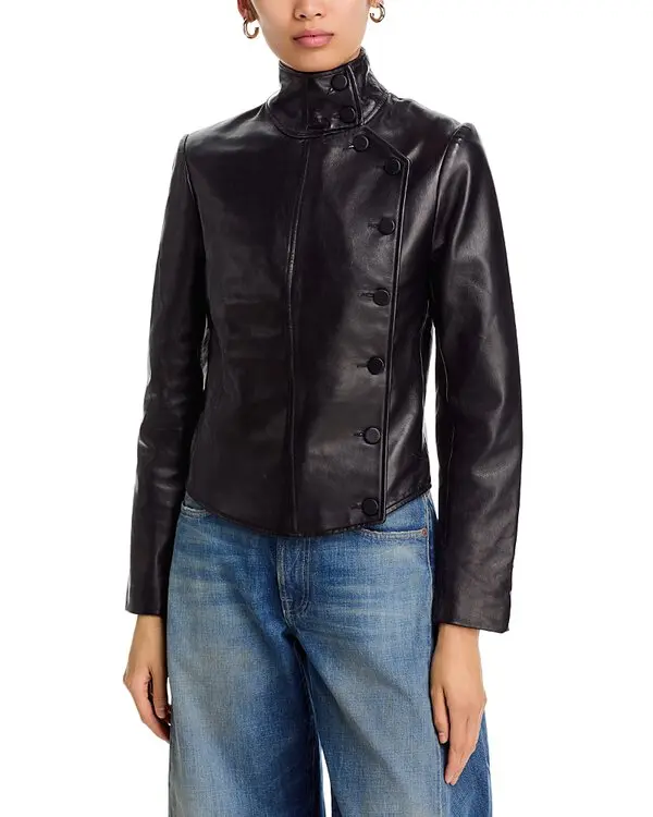 R13 Asymmetrical Front Leather Jacket