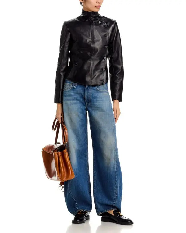 R13 Asymmetrical Front Leather Jacket