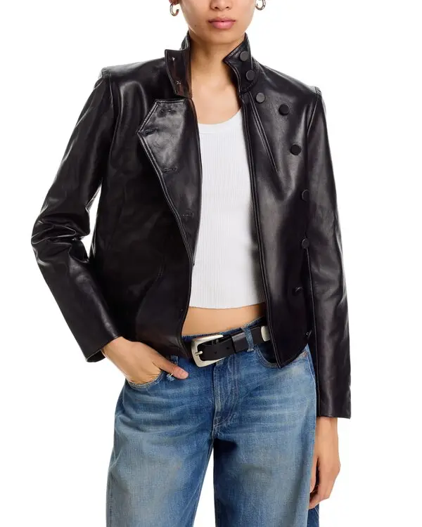 R13 Asymmetrical Front Leather Jacket