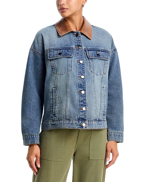 Aqua Contrast Collar Denim Jacket Exclusive